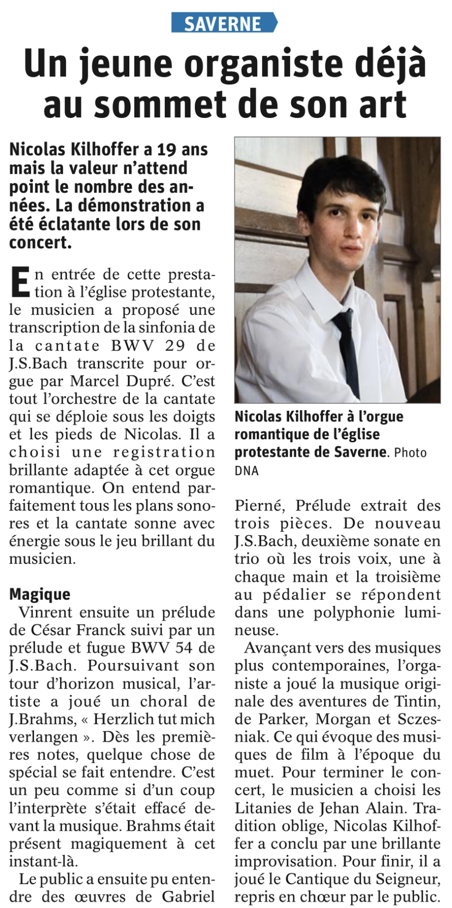 Récital d’orgue à Saverne – Nicolas Kilhoffer
